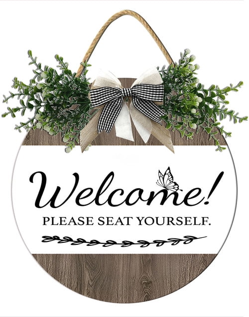 YladaFaie Welcome Please Seat Yourself Sign Farmhouse Bathroom Wall ...