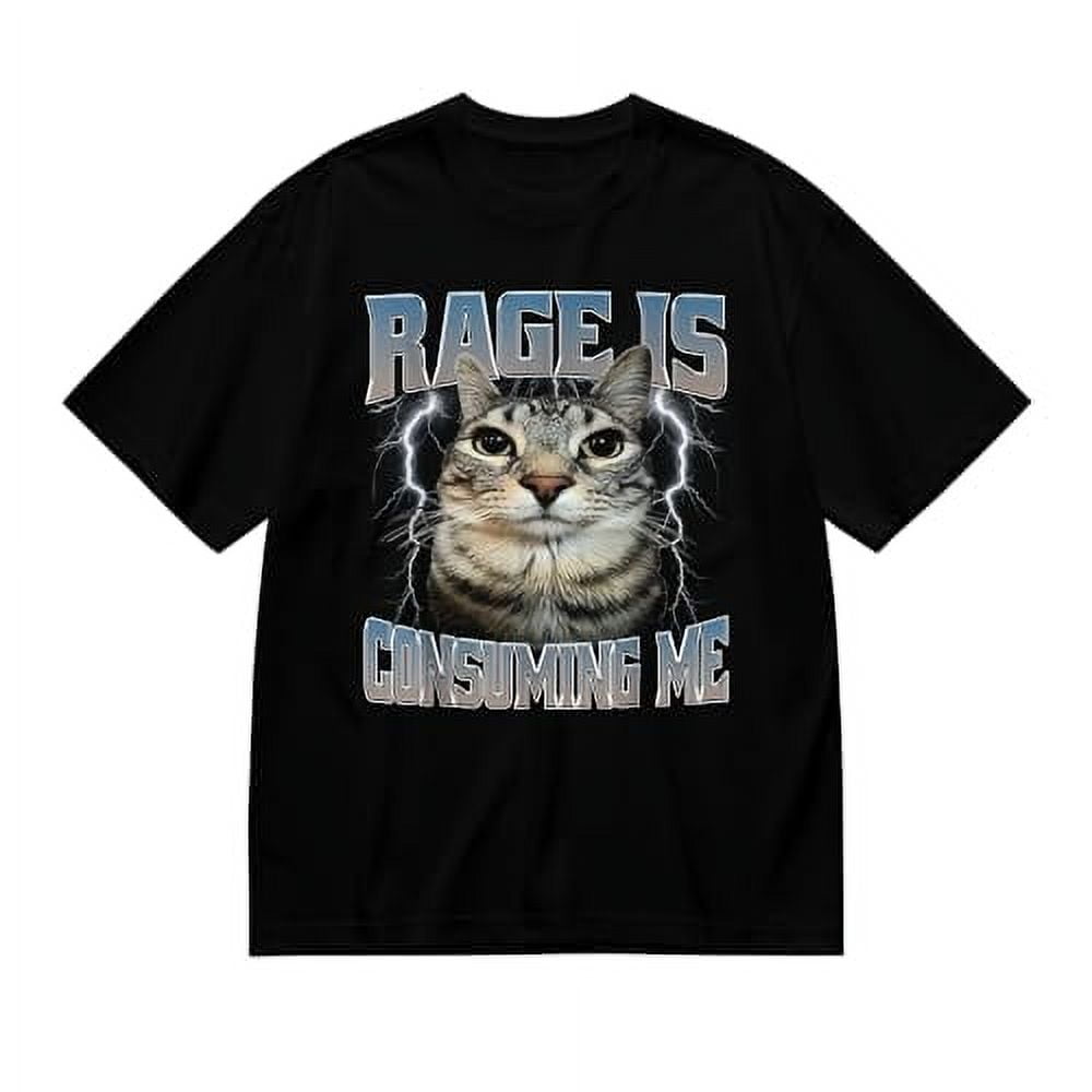 Ylczn Rage Is Consuming Me Funny Silly Staring Cat Meme T-Shirt With A ...
