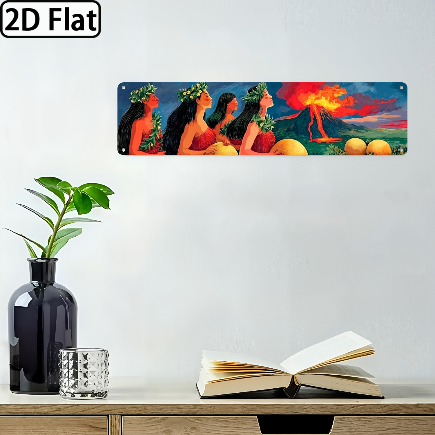 Yllo0ord 2D Flat, 1pc Hawaiian Hura Dancer Metal Wall Art-Vintage Logo ...