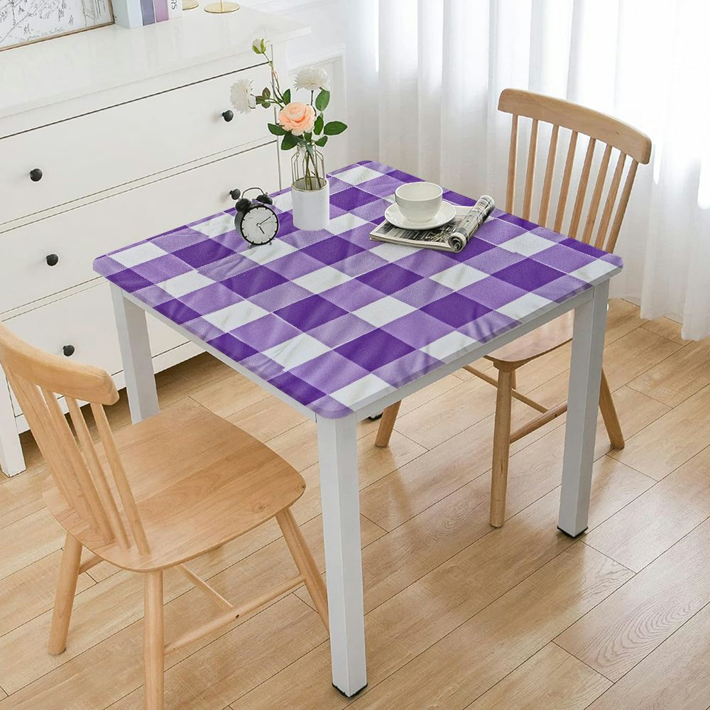 Yllo0ord Checkered Elastic Edged Square Table Cloth, Motif with Cute ...