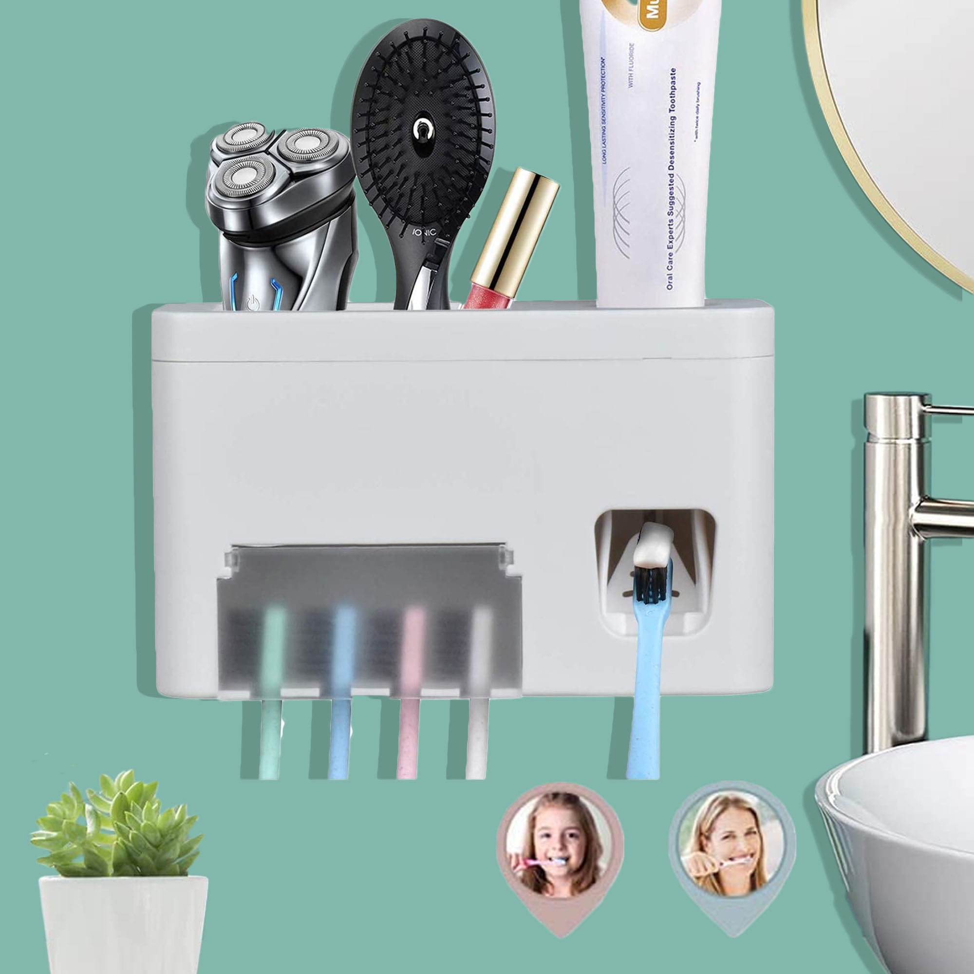 Ymall Automatic Toothpaste Dispenser 3 in 1 Toothbrush Holder Wall ...