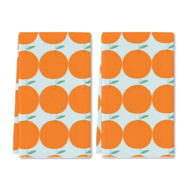 Ymaotrade 2 Pcs Orange Pattern Kitchen Towels, Light Blue Dish Towels ...