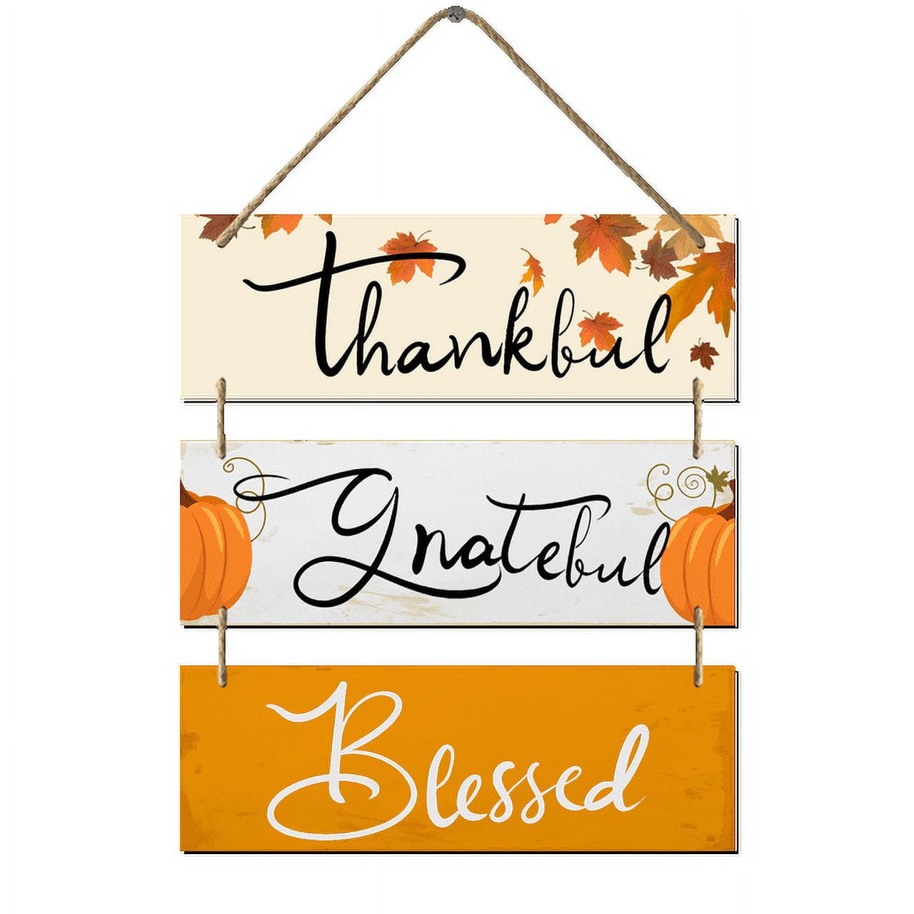 Ymaotrade 3 Pcs Thankful Grateful Blessed Wooden Sign, Thanksgiving ...