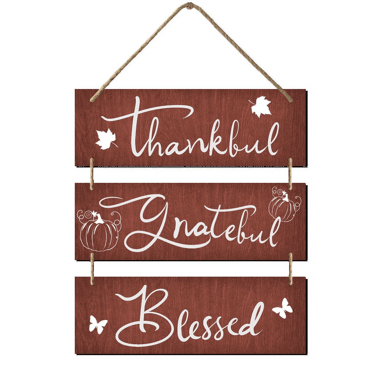 Ymaotrade 3 Pcs Thankful Grateful Blessed Wooden Sign, Thanksgiving ...