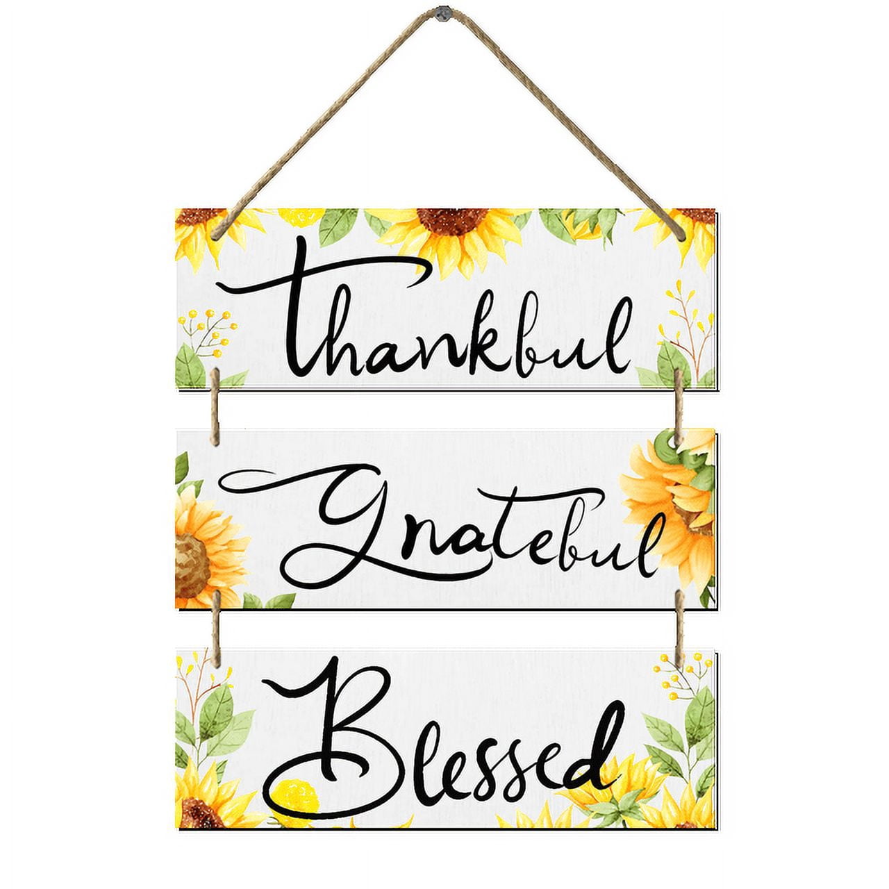 Ymaotrade 3 Pcs Thankful Grateful Blessed Wooden Sign, Thanksgiving ...
