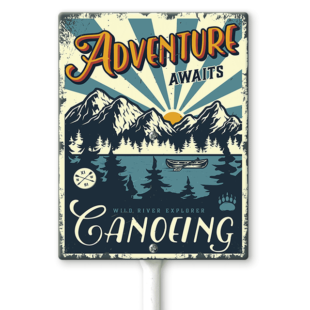 Ymaotrade Adventure Awaits Wild Rive Expldrer Canoeing Yard Sign with ...