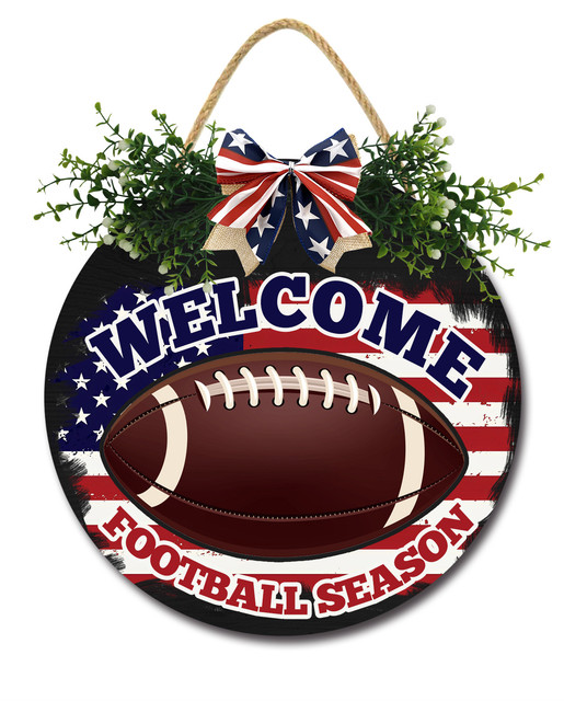 Ymaotrade American Flags Football Welcome Sign for Front Door ...