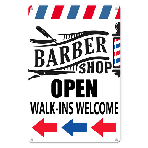 Ymaotrade Barber Shop (Left Arrow) Aluminium Sign 5×8in, Sturdy ...