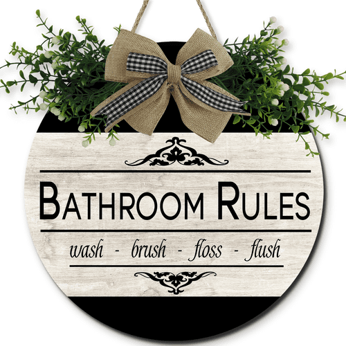Ymaotrade Bathroom Rules Signs Decor For Farmhouse Wall 12inch, Toilet ...