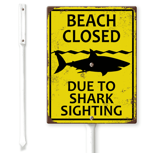 Ymaotrade Beach Closed Due To Shark Sighting Yard Sign with Stakes 8× ...