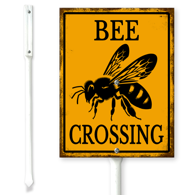 Ymaotrade Bee Crossing Yard Sign with Stakes 4.6×6in, Sturdy Aluminum ...