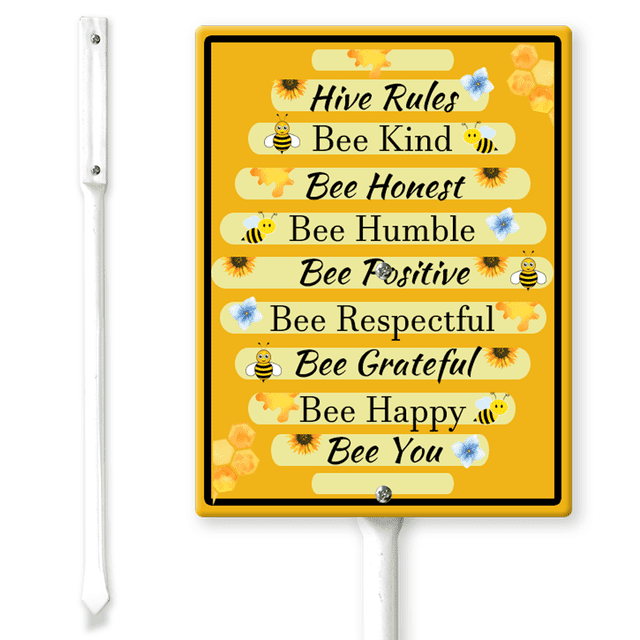 Ymaotrade Bee Sign Hive Rules Yard Sign with Stakes 7×8.8in, Sturdy ...