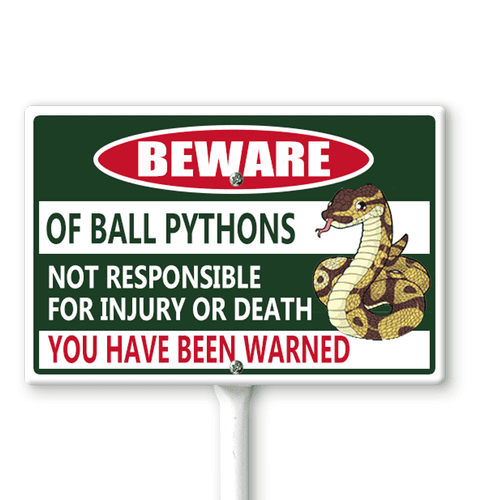 Ymaotrade Beware of Ball Python Snake Yard Sign with Stakes 12×8in, Sturdy Aluminum Yard Signs ...