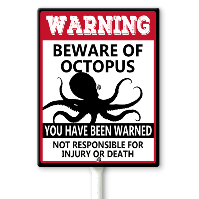 Ymaotrade Beware of Octopus Yard Sign with Stakes 7×8.8in, Sturdy ...