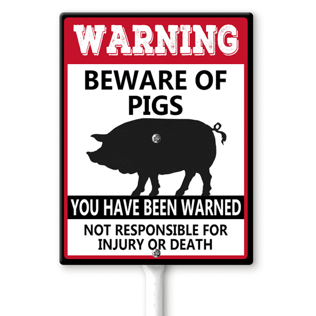 Ymaotrade Beware of Pig Yard Sign with Stakes 7×8.8in, Sturdy Aluminum ...