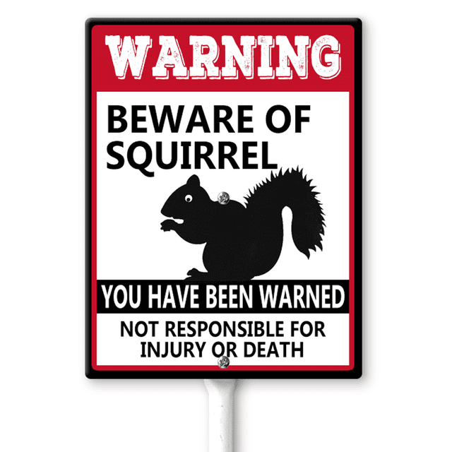 Ymaotrade Beware of Squirrel Yard Sign with Stakes 7×8.8in, Sturdy ...