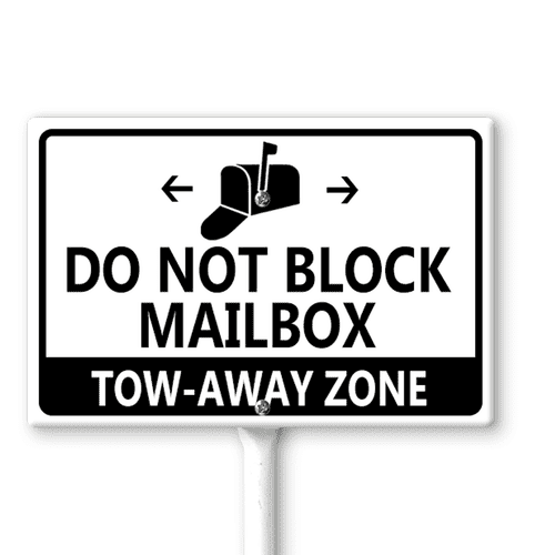 Ymaotrade Do Not Block Mailbox Tow Away Zone Yard Sign with Stakes 12× ...