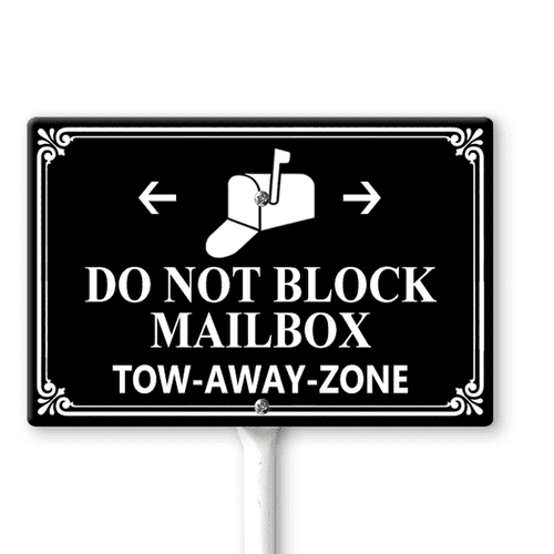 Ymaotrade Do Not Block Mailbox Tow Away Zone Yard Sign with Stakes 20× ...