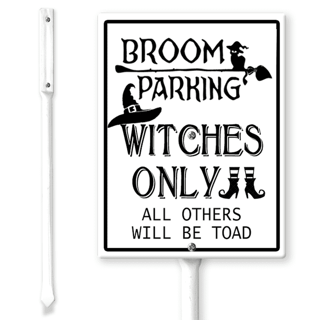 Ymaotrade Broom Parking Witches Only Yard Sign with Stakes 4.6in×6in ...