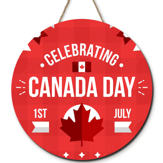 Ymaotrade Canada Day Wooden Hanging Sign, Rustic Maple Leaves Decor ...