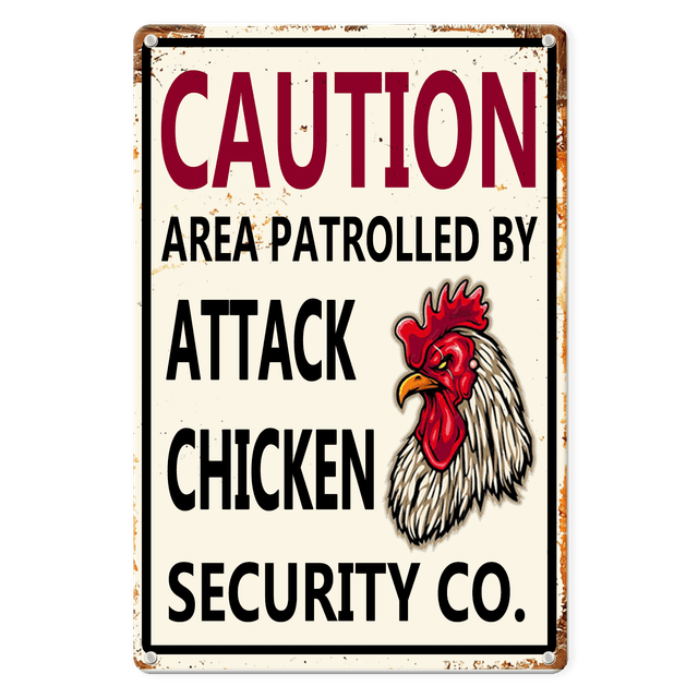 Ymaotrade Caution Area Patrolled by Attack Chicken Aluminium Sign 12× ...