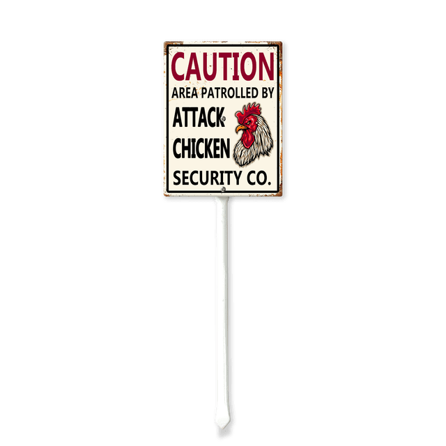 Ymaotrade Caution Area Patrolled by Attack Chicken Sign with Stakes 4.6 ...