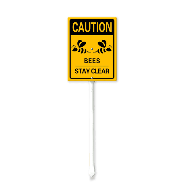 Ymaotrade Caution Bees Stay Clear Yard Sign and Stake Kit, Sturdy ...