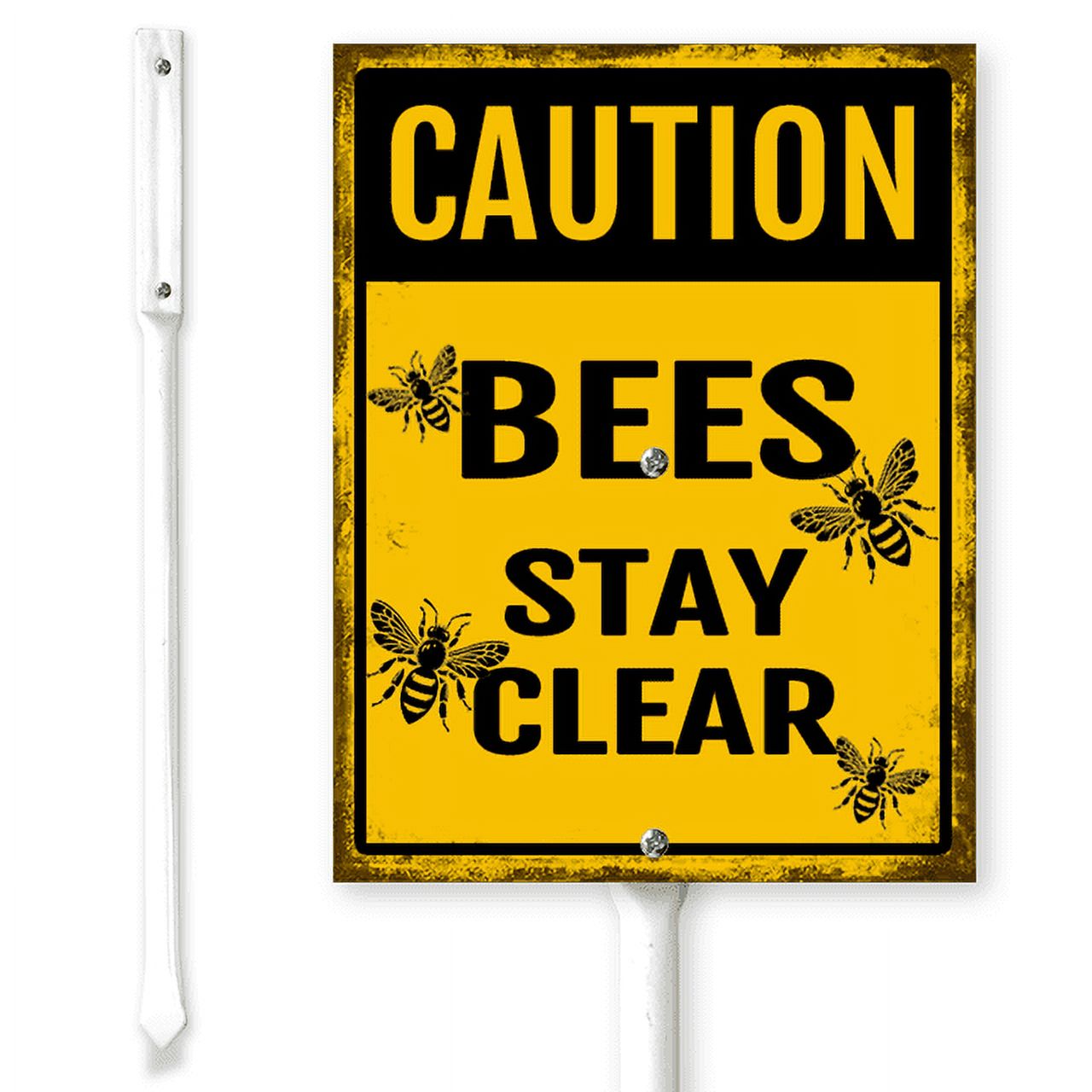 Ymaotrade Caution Bees Stay Clear Yard Sign with Stakes 7×8.8in, Sturdy ...