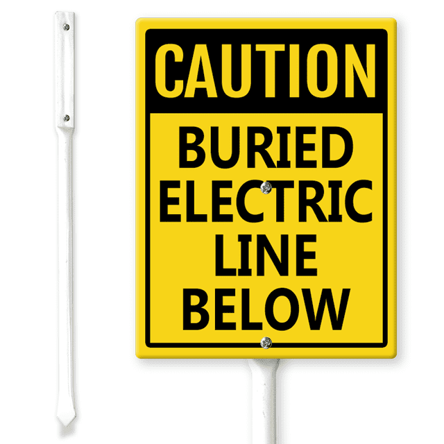Ymaotrade Caution - Buried Electric Line Below Yard Sign with Stakes ...