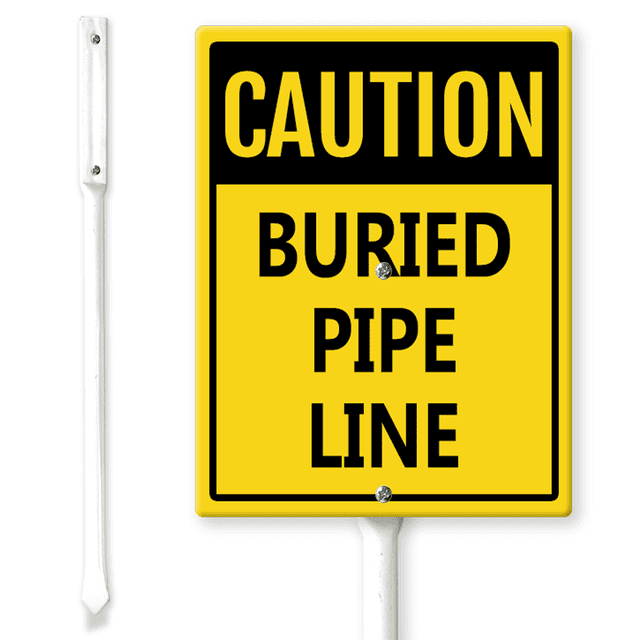 Ymaotrade Caution Buried Pipe LINE Yard Sign with Stakes 8in×12in ...