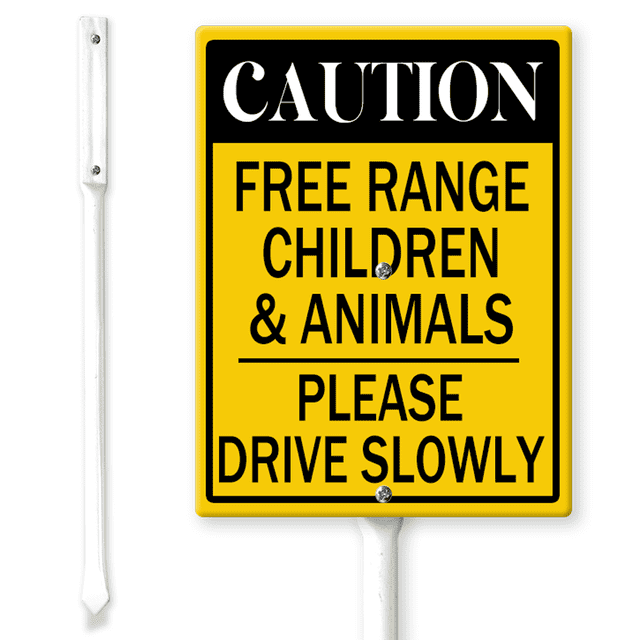 Ymaotrade Caution Free Range Children & Animals Sign Drive Slowly Yard ...