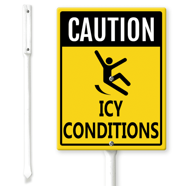 Ymaotrade Caution - Icy Conditions Yard Sign with Stakes 8×12in, Sturdy ...