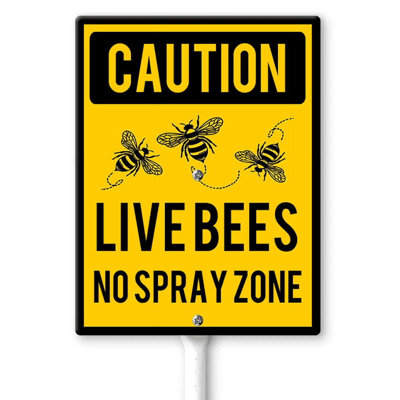 Ymaotrade Caution Live Bees No Spray Zone Yard Sign with Stakes 4.6×6in ...
