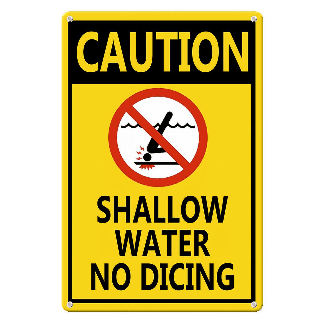 Ymaotrade Caution - Shallow Water, No Diving Sign 12in×16in, Sturdy Aluminum Metal Signs Rust ...