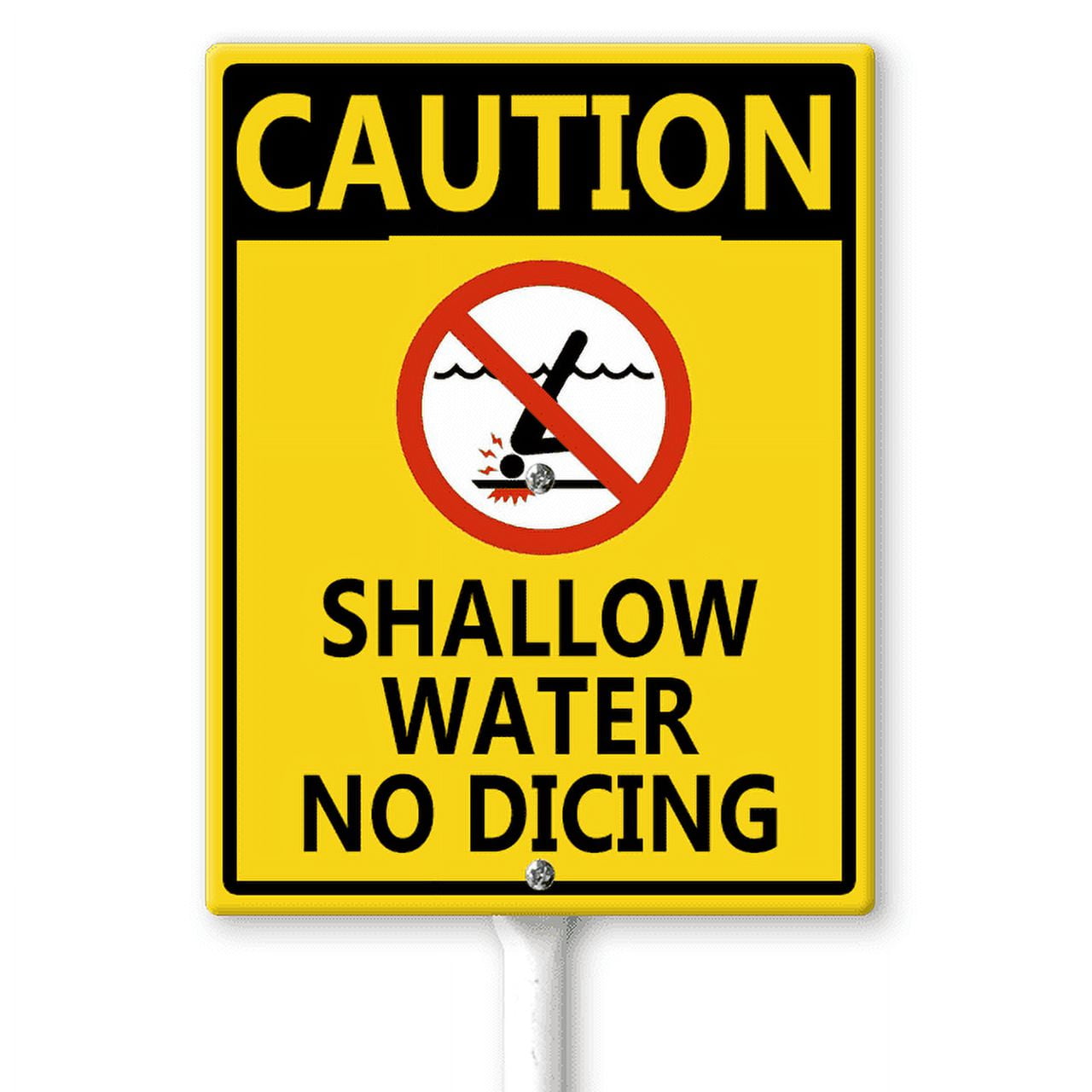 Ymaotrade Caution - Shallow Water, No Diving Yard Sign with Stakes 4 ...