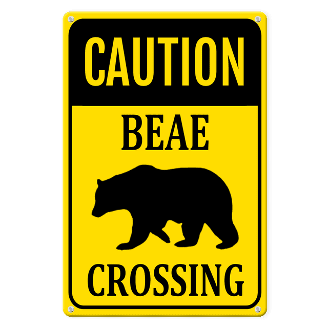 Ymaotrade Caution Sign, Bear Crossing Aluminium/metal Sign 8×12in ...