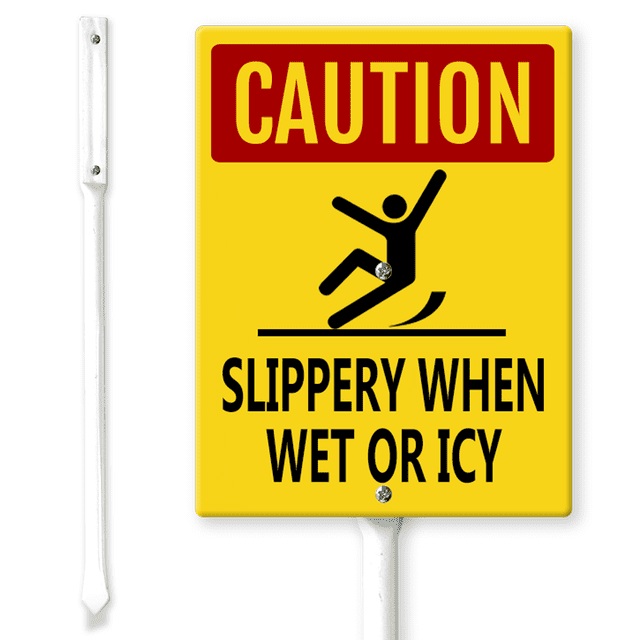 Ymaotrade Caution Slippery When Wet or Icy Yard Sign with Stakes 8×12in ...
