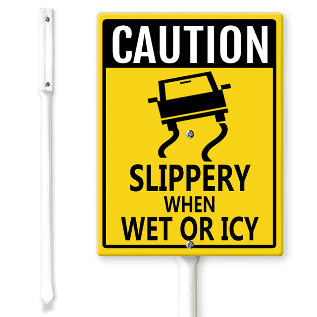 Ymaotrade Caution Slippery When Wet Or Icy Traffic Road Yard Sign with ...