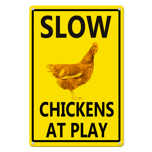 Ymaotrade Caution Slow Chickens at Play Aluminium Sign 8×12in, Chicken ...