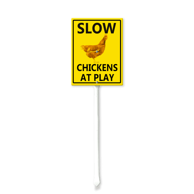 Ymaotrade Caution Slow Chickens at Play Sign with Stakes 8in×12in ...
