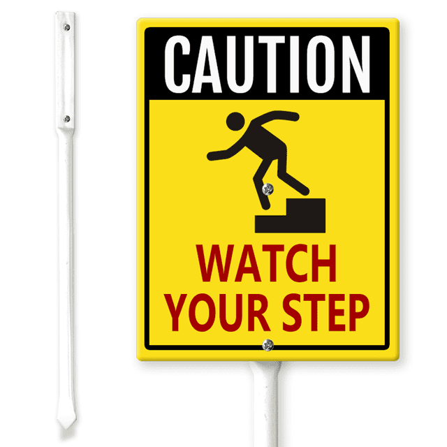 Ymaotrade Caution Watch Your Step Yard Sign with Stakes 4.6×6in, Sturdy ...