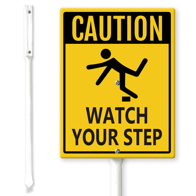 Ymaotrade Caution Watch Your Step Yard Sign with Stakes 8×12in, Sturdy ...