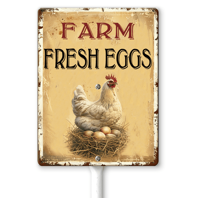 Ymaotrade Chicken Signs Farm Fresh Eggs Yard Sign with Stakes 7×8.8in ...
