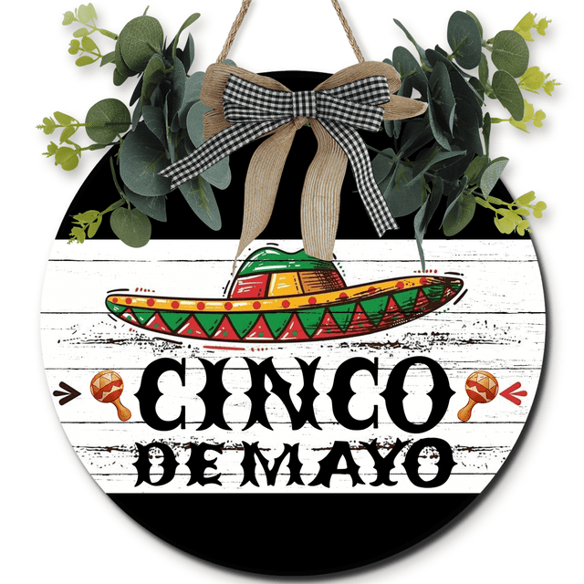 Ymaotrade Cinco de Mayo Sign for Front Door Wood Wreaths 11in, Mexican ...