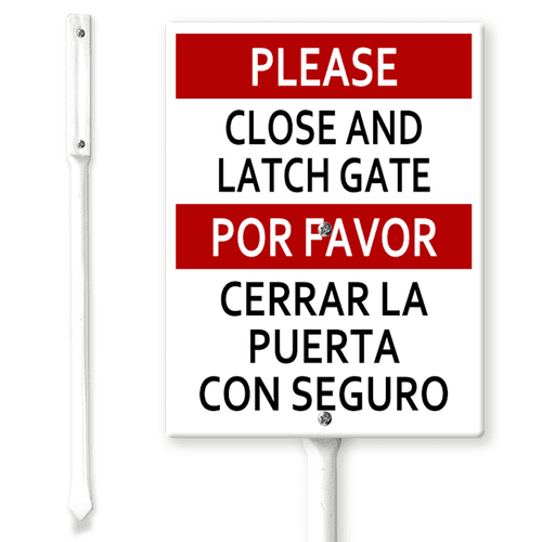 Ymaotrade Close And Latch Gate Yard Sign with Stakes 7×8.8in, Sturdy ...