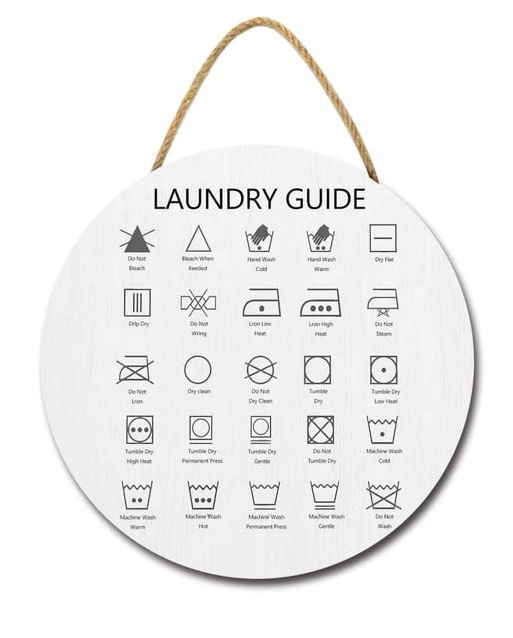 Ymaotrade Complete Laundry Symbols Rustic Wooden Round Plaque Wall ...