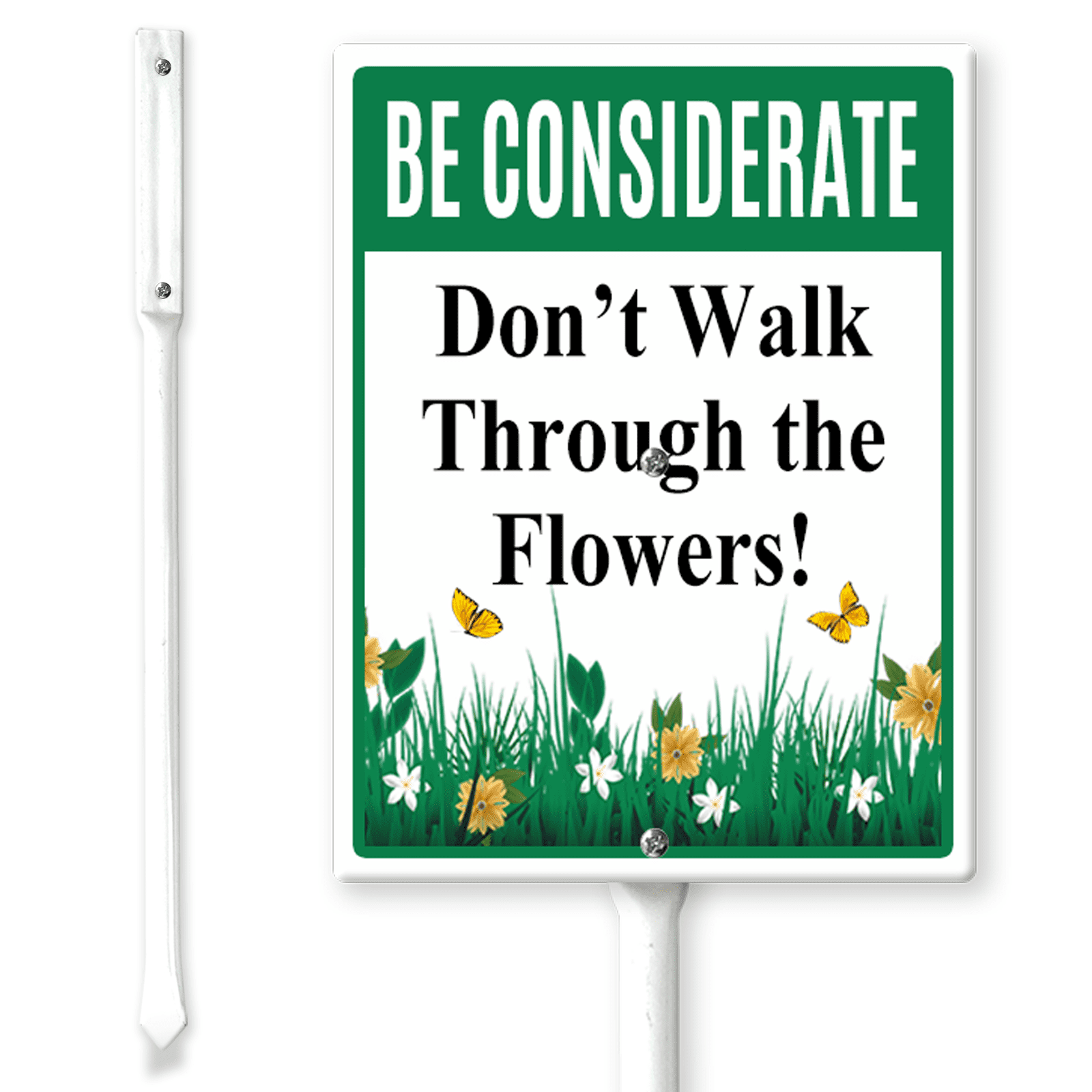 Ymaotrade Be Considerate - Don’t Walk Through The Flowers Yard Sign with Stakes 8×12in, Sturdy ...