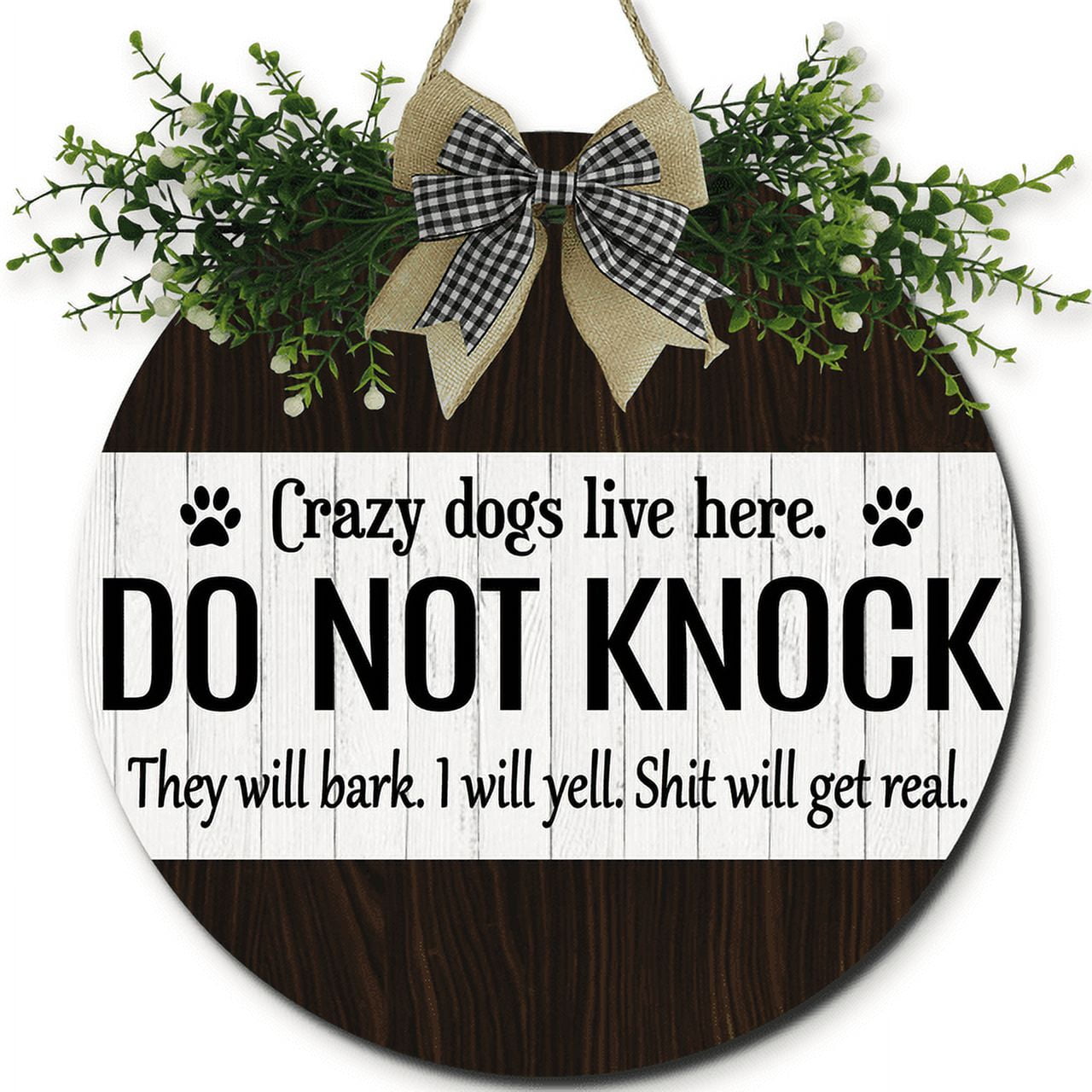 Ymaotrade Crazy Dogs Live Here No Knock Wooden Hanging Sign Beware of ...