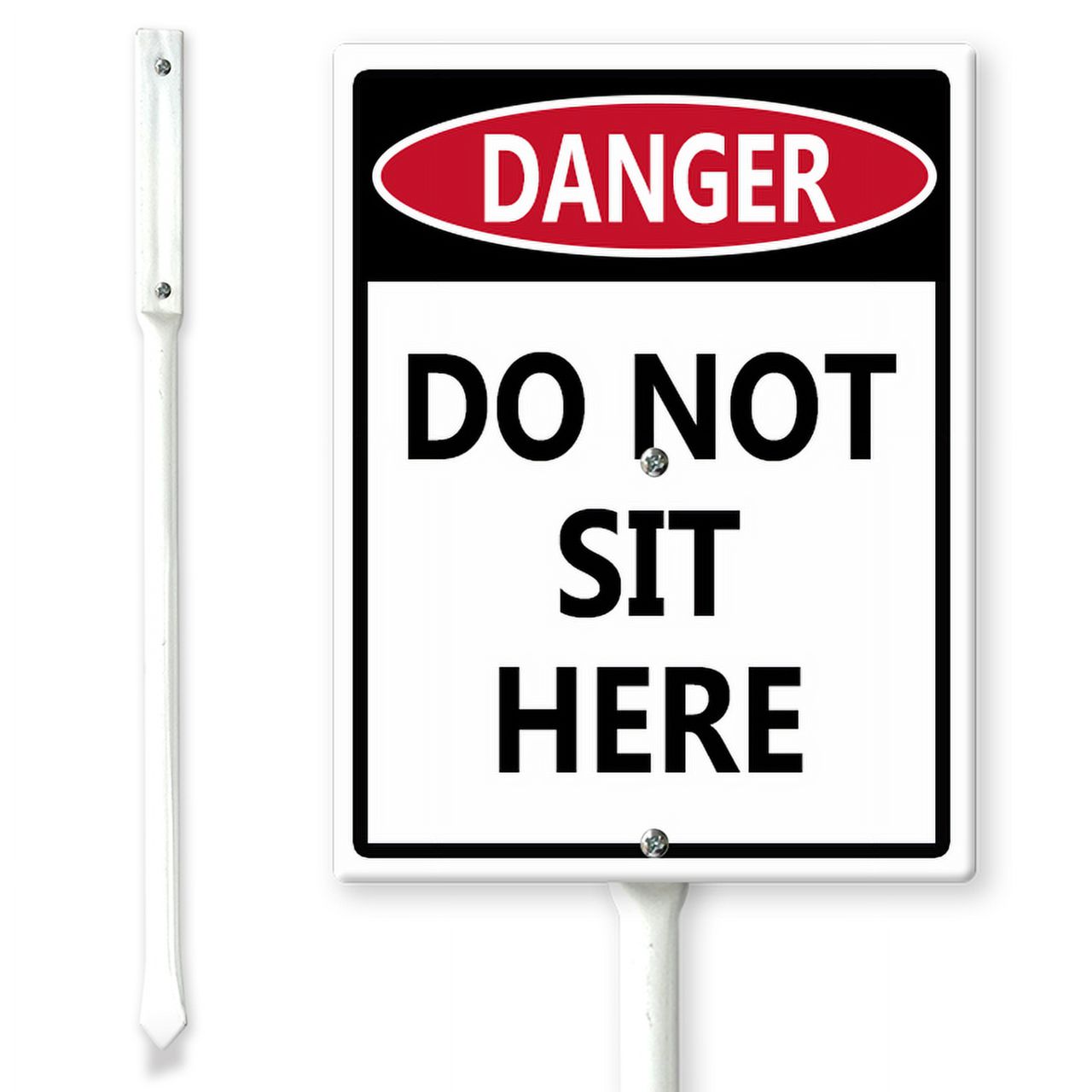 Ymaotrade Danger Do Not Sit Here Yard Sign with Stakes 8×12in, Sturdy ...