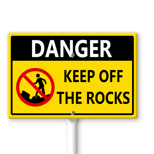 Ymaotrade Danger Keep Off The Rocks Yard Sign with Stakes 12x8in ...